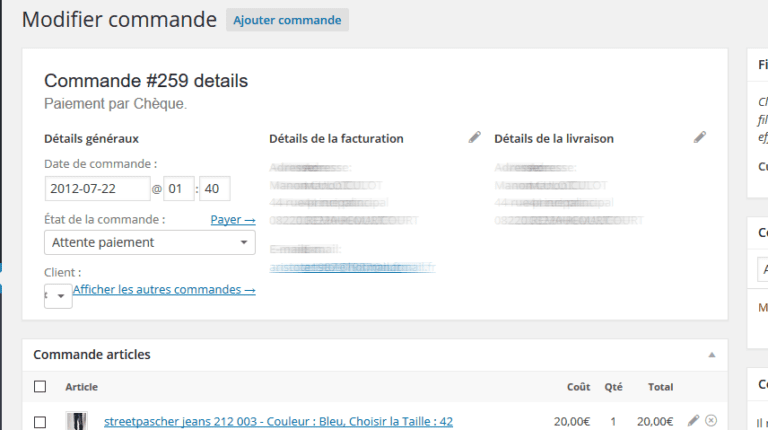 Gérer les commandes | WooFrance Dépannage et support WordPress -WooCommerce