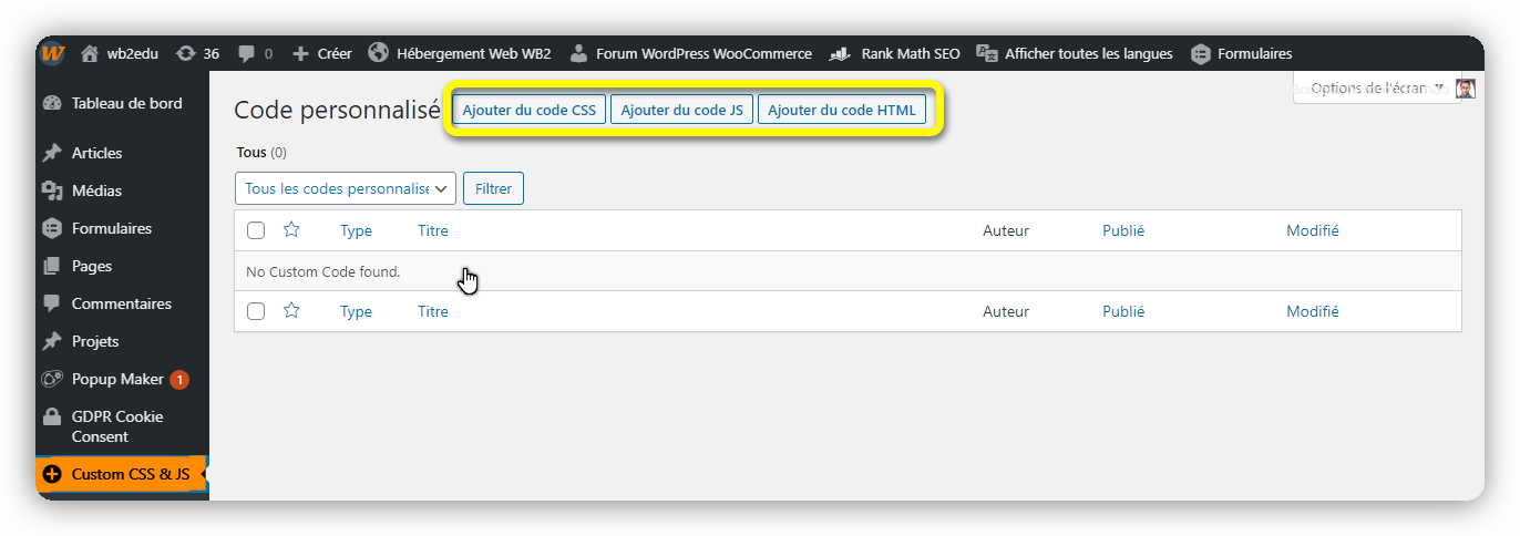 Comment ajouter du CSS ou du JS dans son WordPress | WooFrance ...