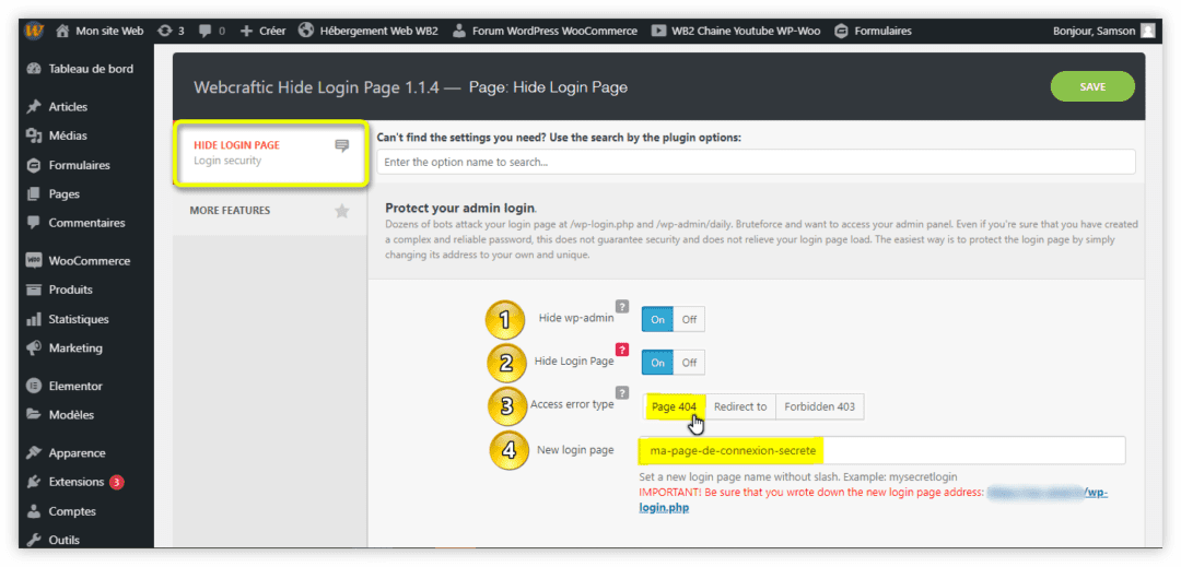 Hide login page - changer l'URL du formulaire de connexion WordPress | WooFrance Dépannage et ...